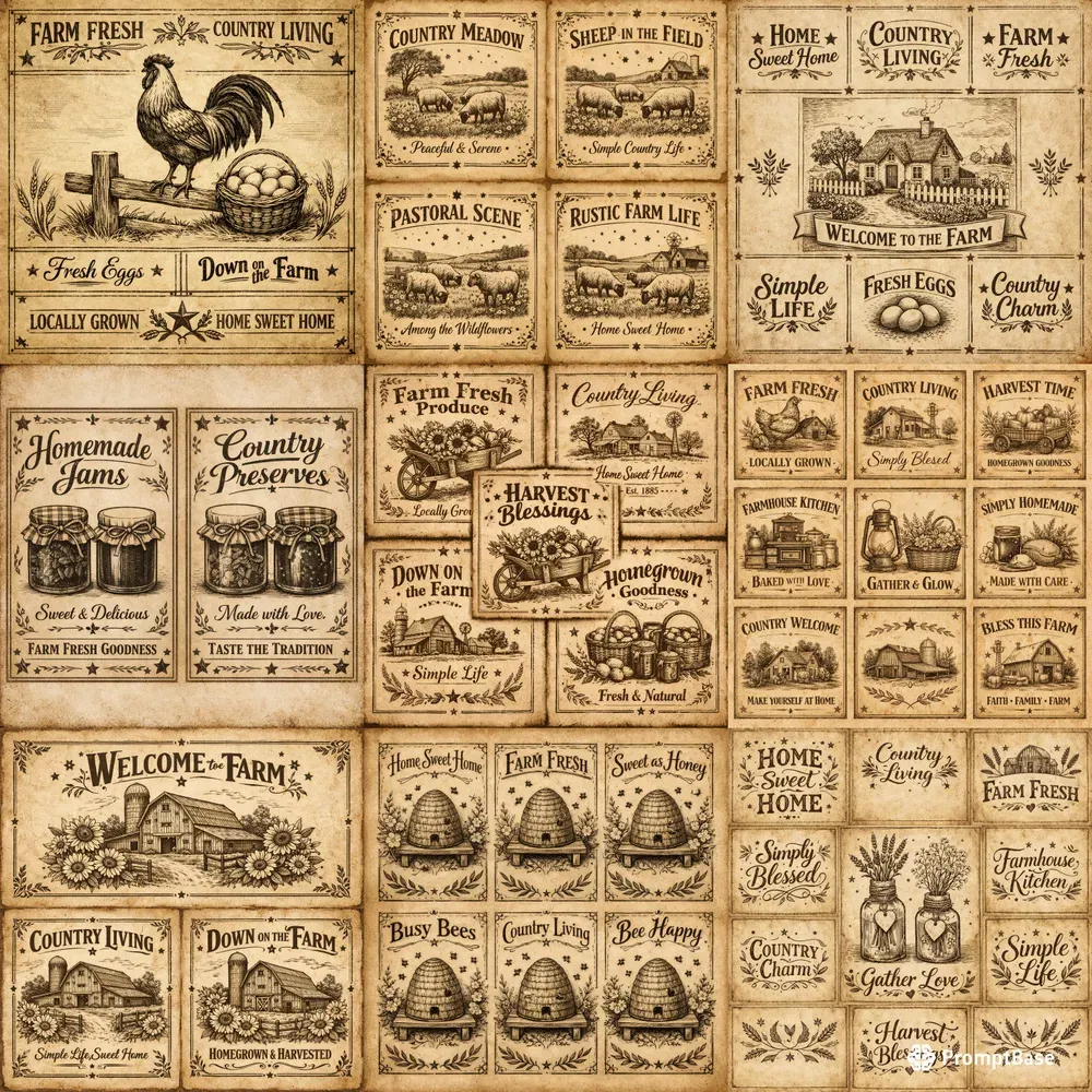 Rustic Farm Posters ChatGPT Image Prompt | PromptBase