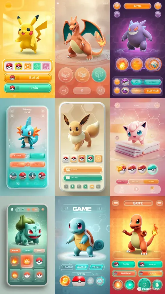 Pokemon Mobile Game Screens Midjourney Prompt | PromptBase