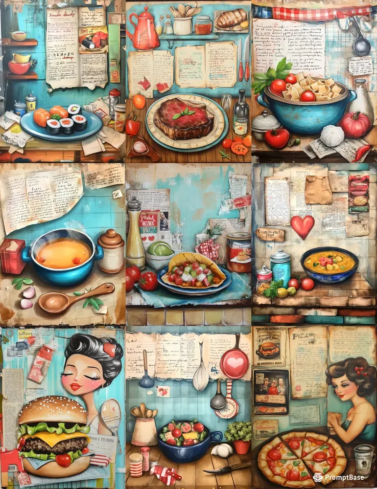 Culinary Keepsake Junk Journal Pages Midjourney Prompt | PromptBase