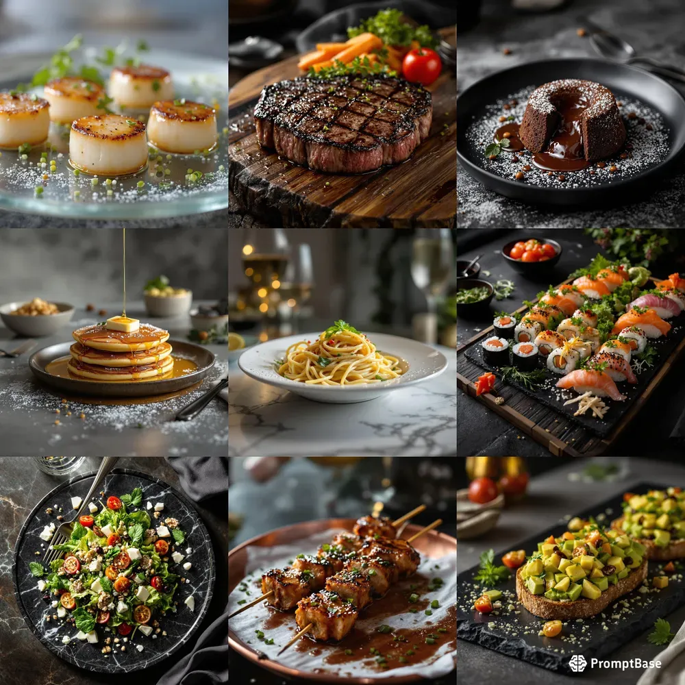 Fhotography Elegant Foods FLUX Prompt | PromptBase