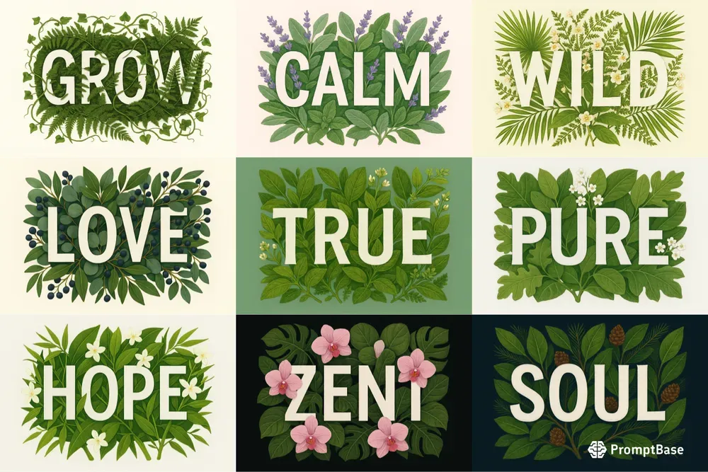 Botanical Word Art Collages ChatGPT Image Prompt | PromptBase