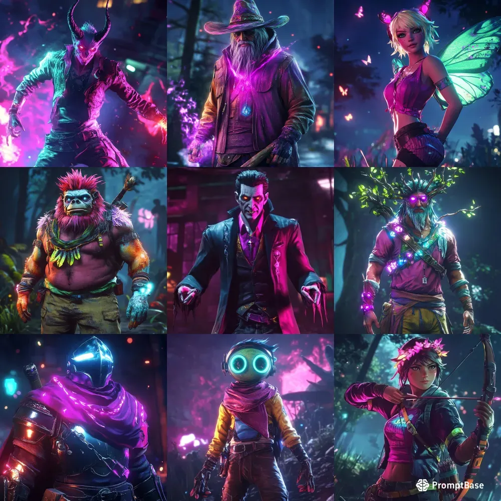 Charming Game Character Designs Midjourney Prompt | PromptBase