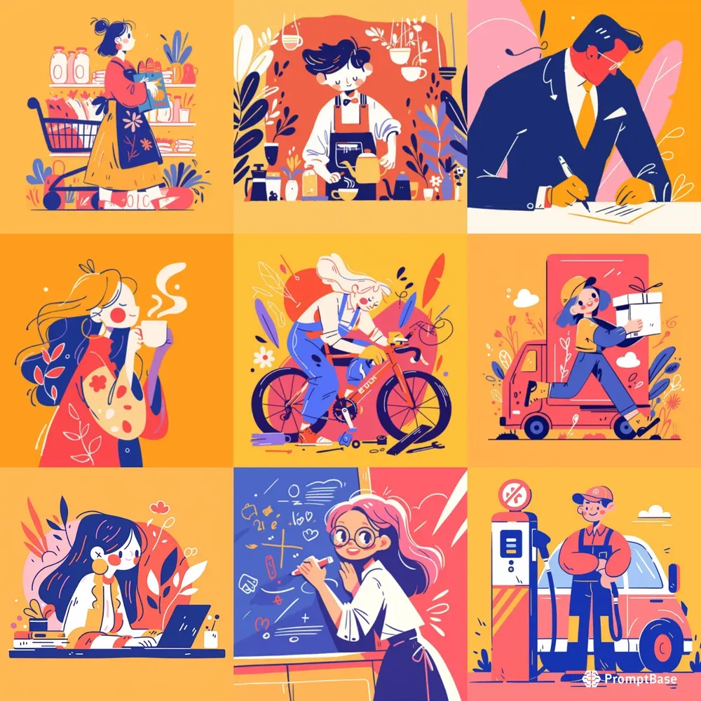 Simple Flat Manga Illustration Style Midjourney Prompt | PromptBase