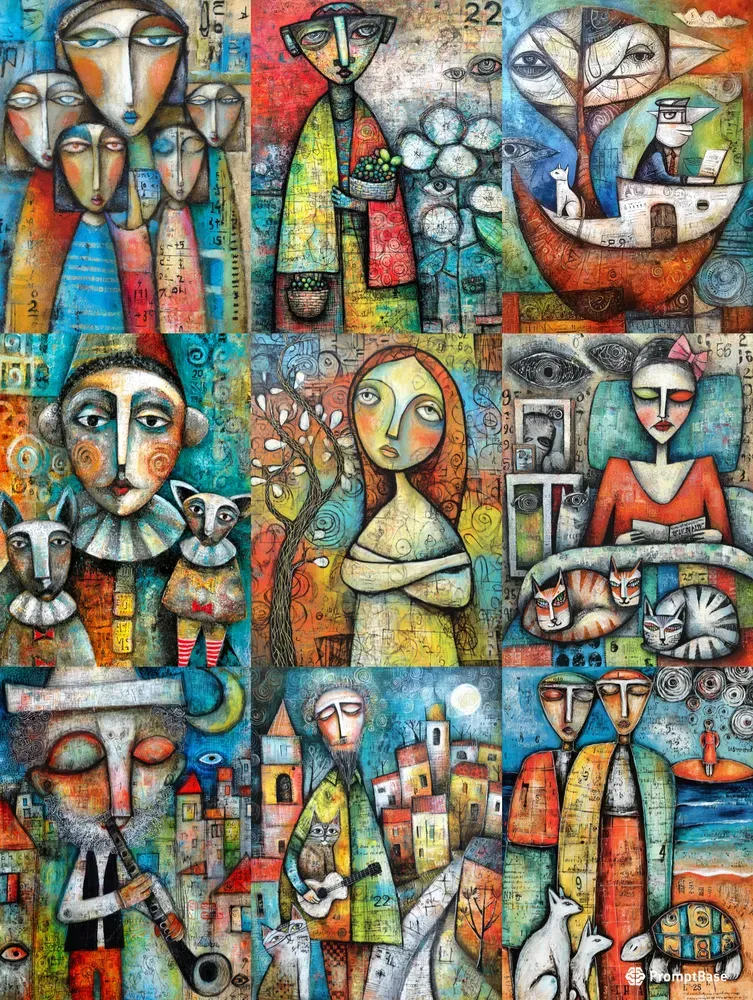 Figurative Expressionism Symbol Paintings Midjourney Prompt | PromptBase