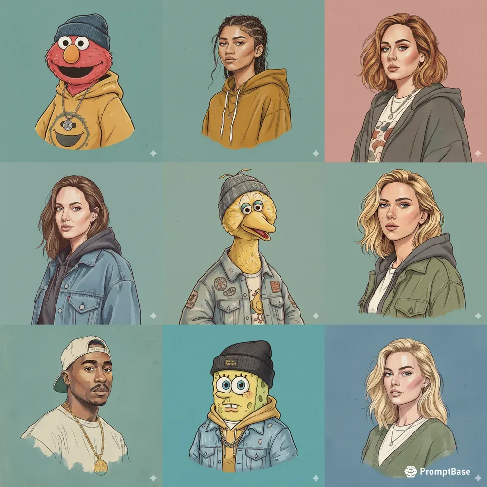 Modern Indie Watercolor Portraits Gemini Image Prompt | PromptBase