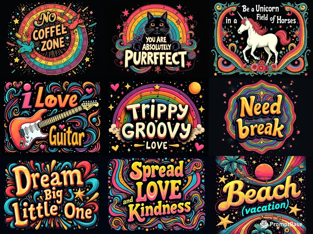 Psychedelic Typography Templates FLUX Prompt | PromptBase