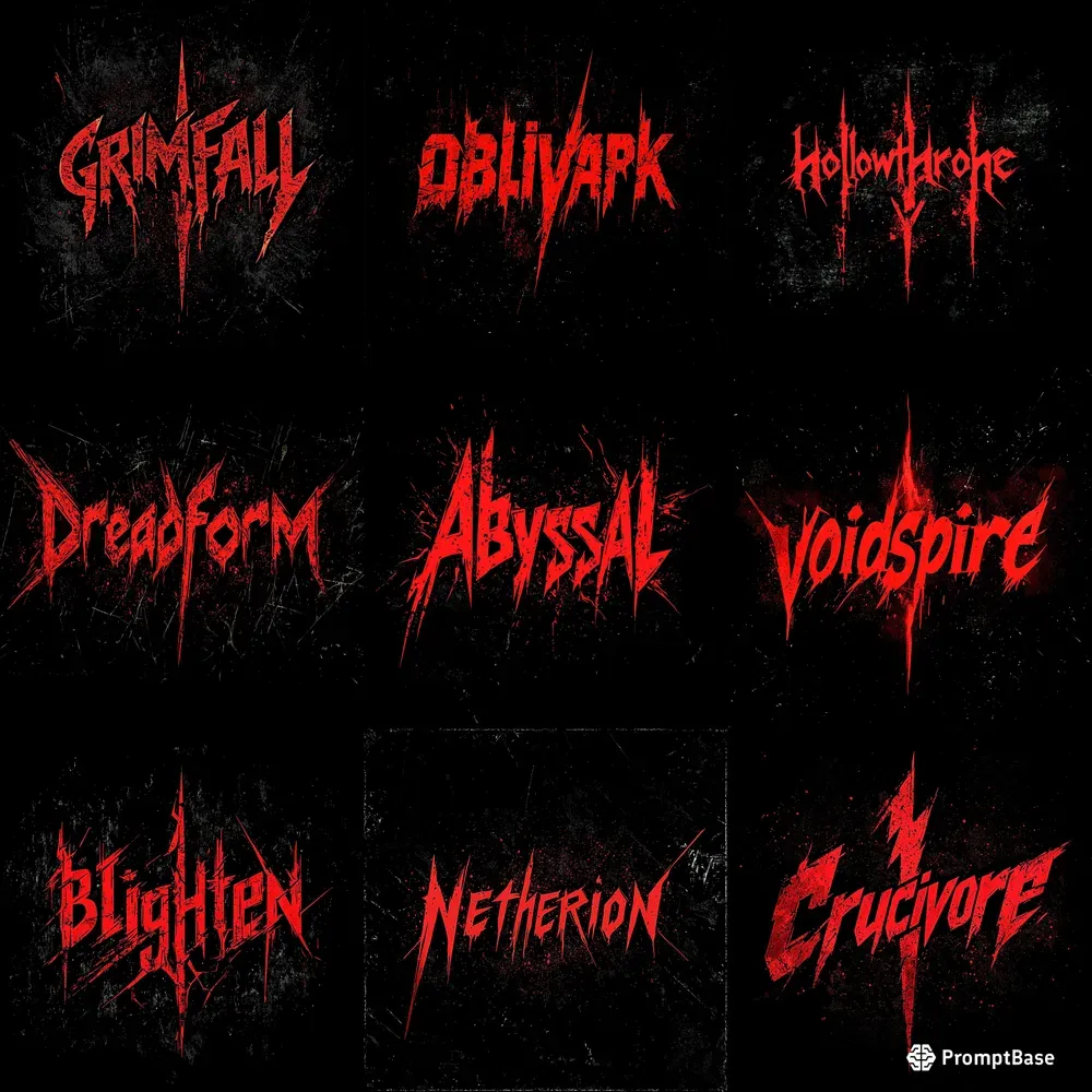 Trash Metal Band Logos Midjourney Prompt | PromptBase