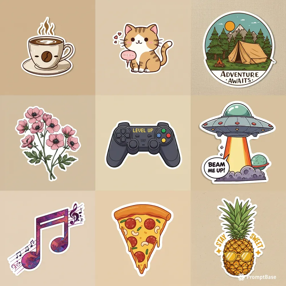 Custom Sticker Designs Imagen Prompt | PromptBase
