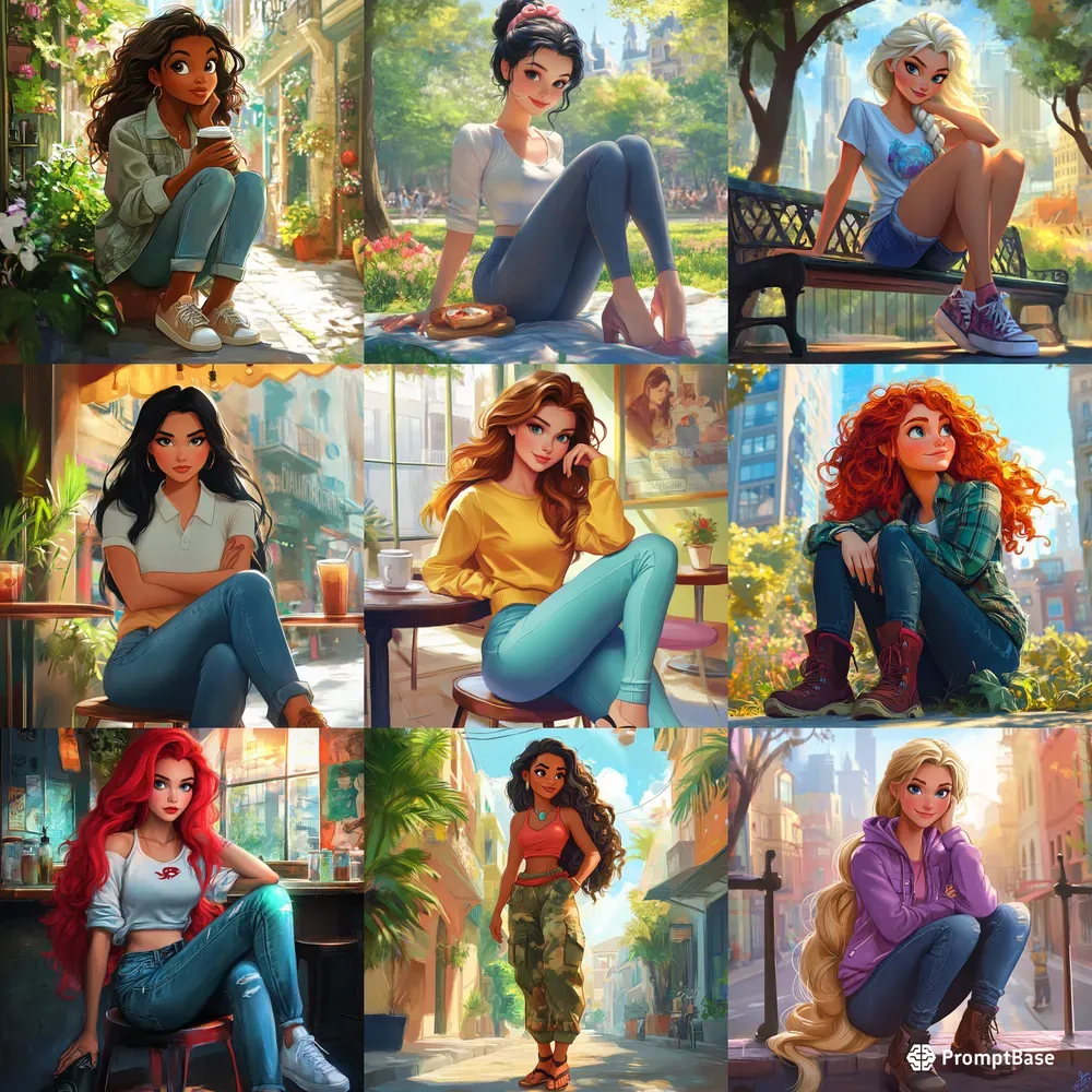 Modern Disney Princesses Midjourney Prompt | PromptBase