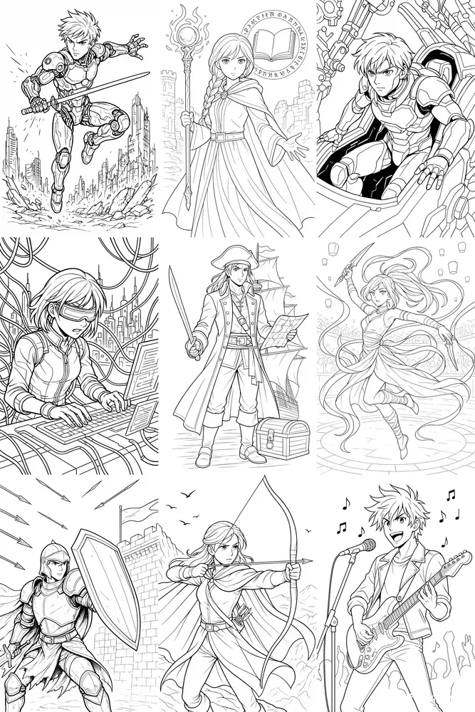 Realistic Anime Coloring Sheets ChatGPT Image Prompt | PromptBase