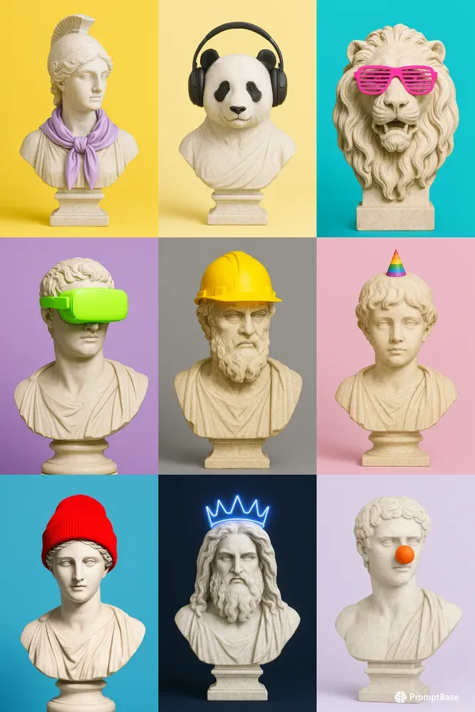 Marble Busts Pop Art ChatGPT Image Prompt | PromptBase