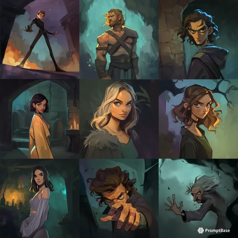 Interactive Character Artworks Midjourney Prompt | PromptBase