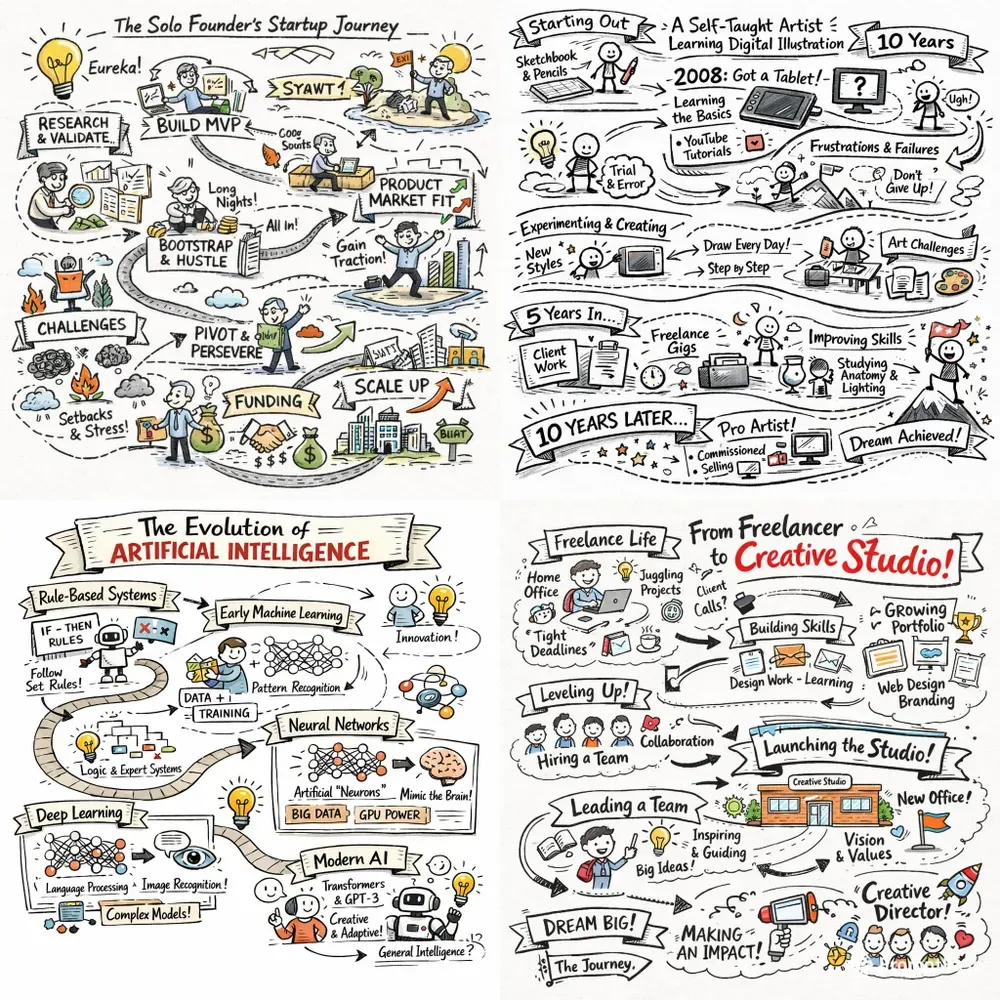 Handdrawn Visual Story Maps ChatGPT Image Prompt | PromptBase