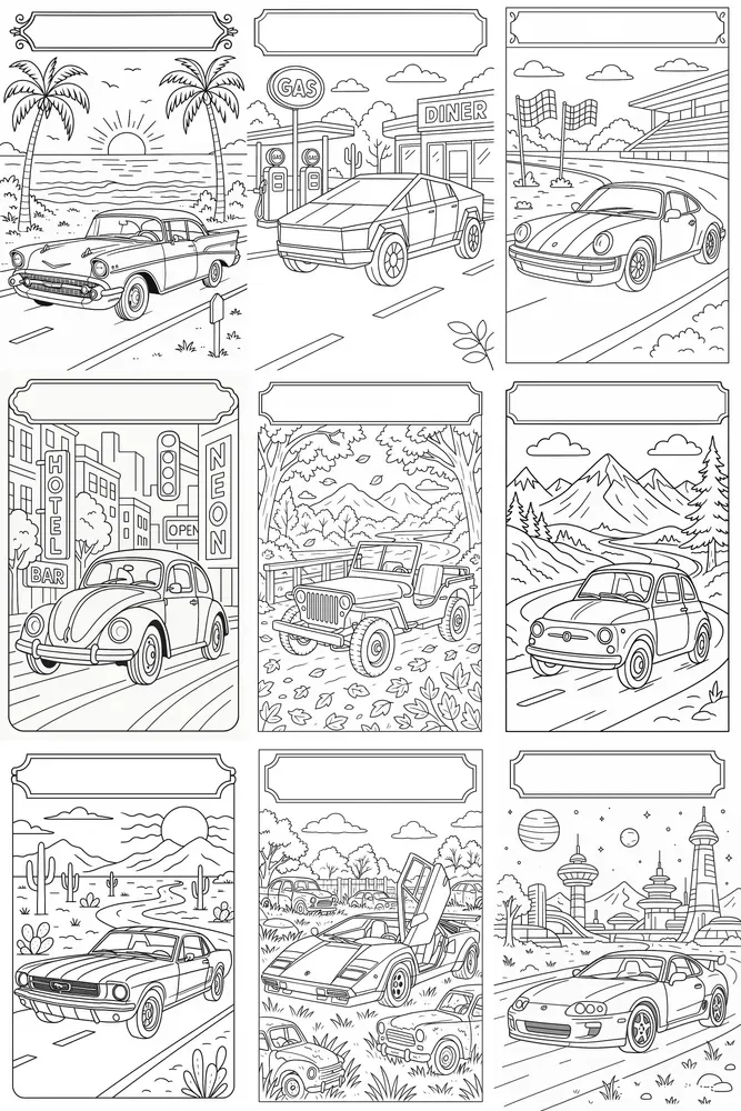 Custom Car Coloring Sheet Templates ChatGPT Image Prompt | PromptBase