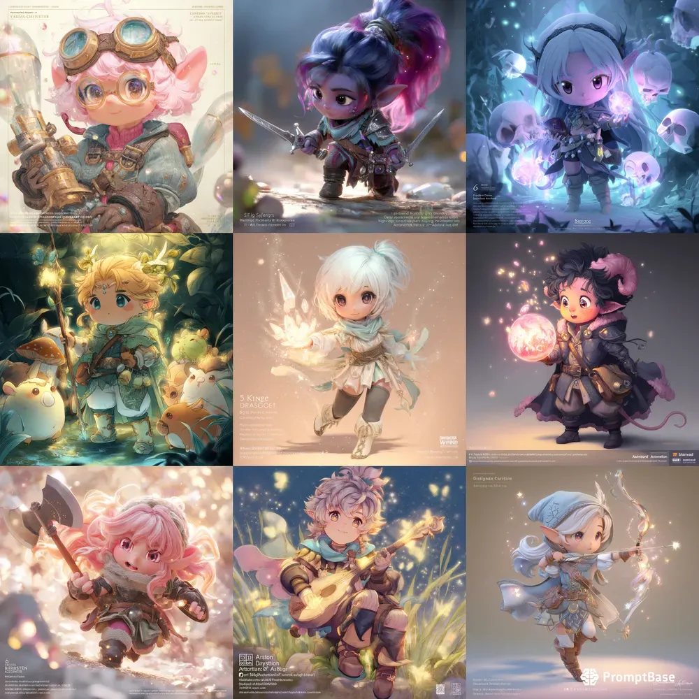 Chibi Fantasy RPG Characters Pack Midjourney Prompt | PromptBase
