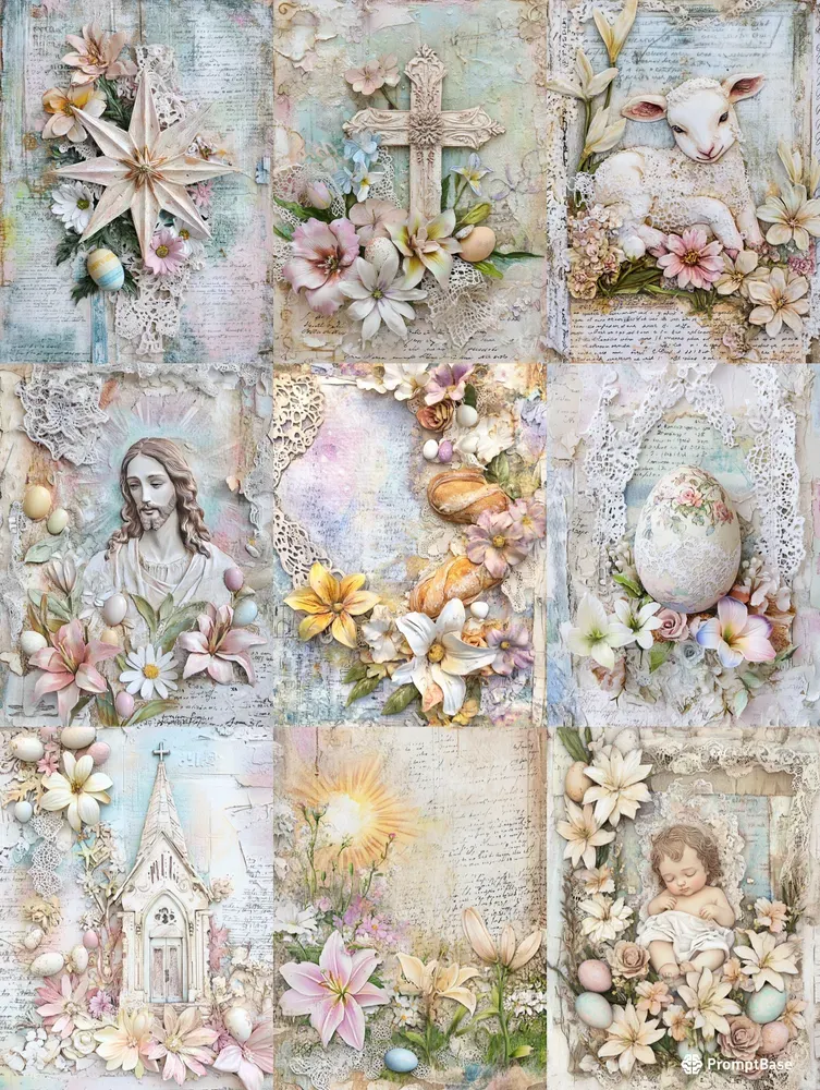 Easter Junk Journal Pages Midjourney Prompt | PromptBase