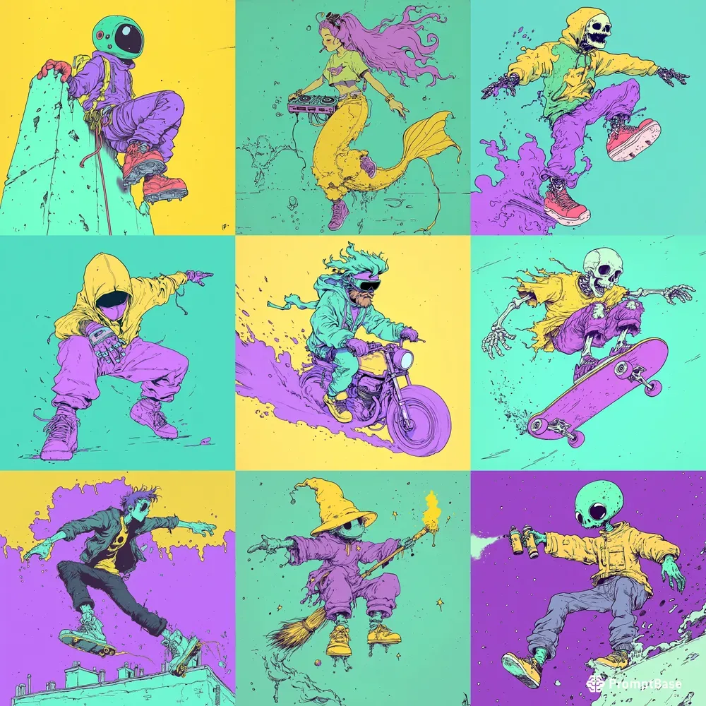 Rebellious Cartoon Character Designs Midjourney Prompt | PromptBase