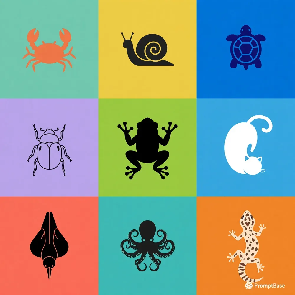 Top View Animal Clipart Icons Imagen Prompt | PromptBase