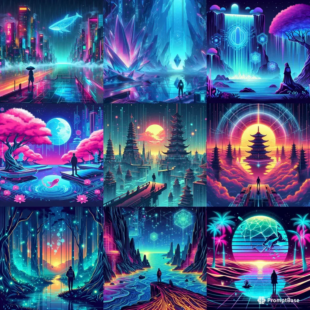Futuristic Vector Art Sceneries DALL·E Prompt | PromptBase