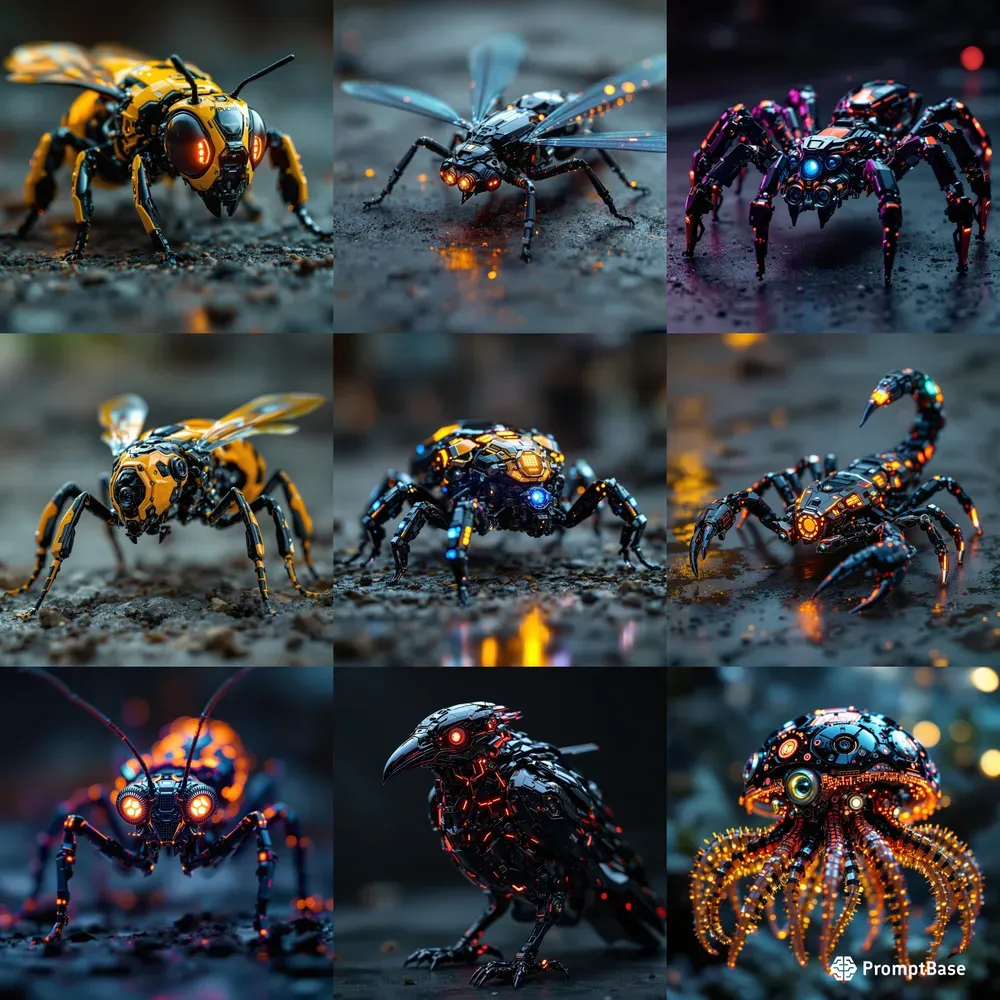 Photos Of Micro Robots Robotic Designs FLUX Prompt | PromptBase