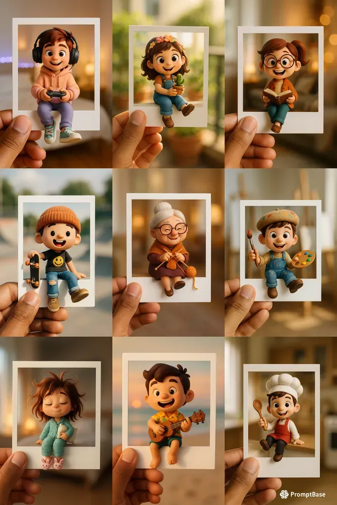 3D Mini Characters In Polaroid Frames ChatGPT Image Prompt | PromptBase