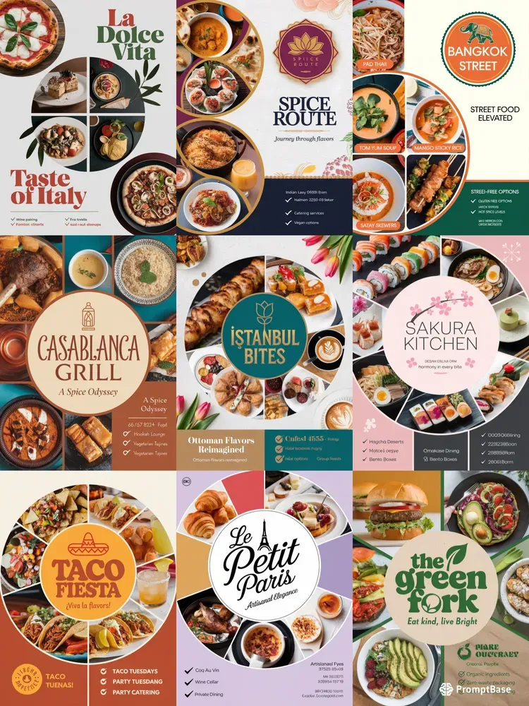 Multicultural Food Flyer Bundles Ideogram Prompt | PromptBase