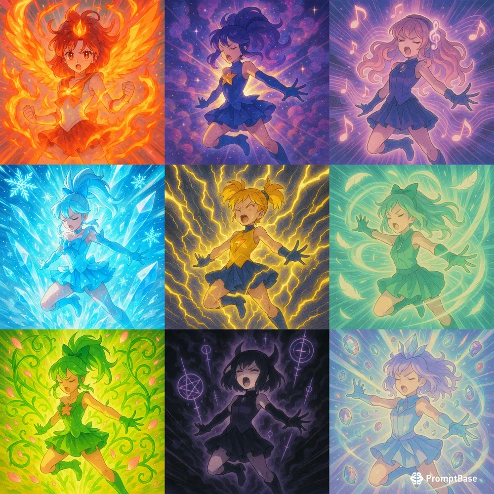 Magical Girl Transformation Frames ChatGPT Image Prompt | PromptBase
