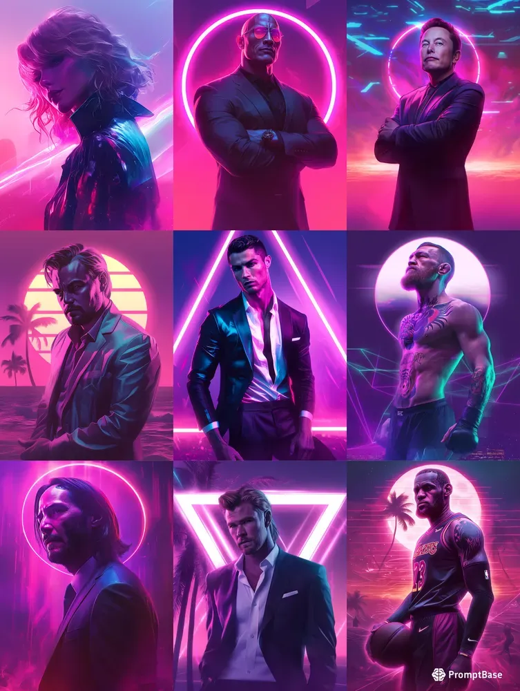 Stunning Synthwave Portraits Midjourney Prompt | PromptBase