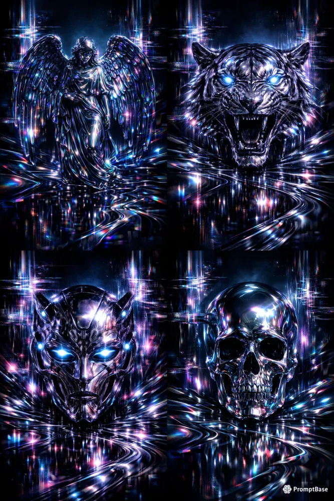 Chrome Glitch Poster Generator ChatGPT Image Prompt | PromptBase