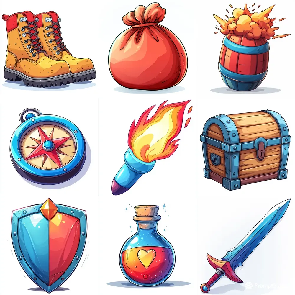 Anime Game Icon Designs Midjourney Prompt | PromptBase