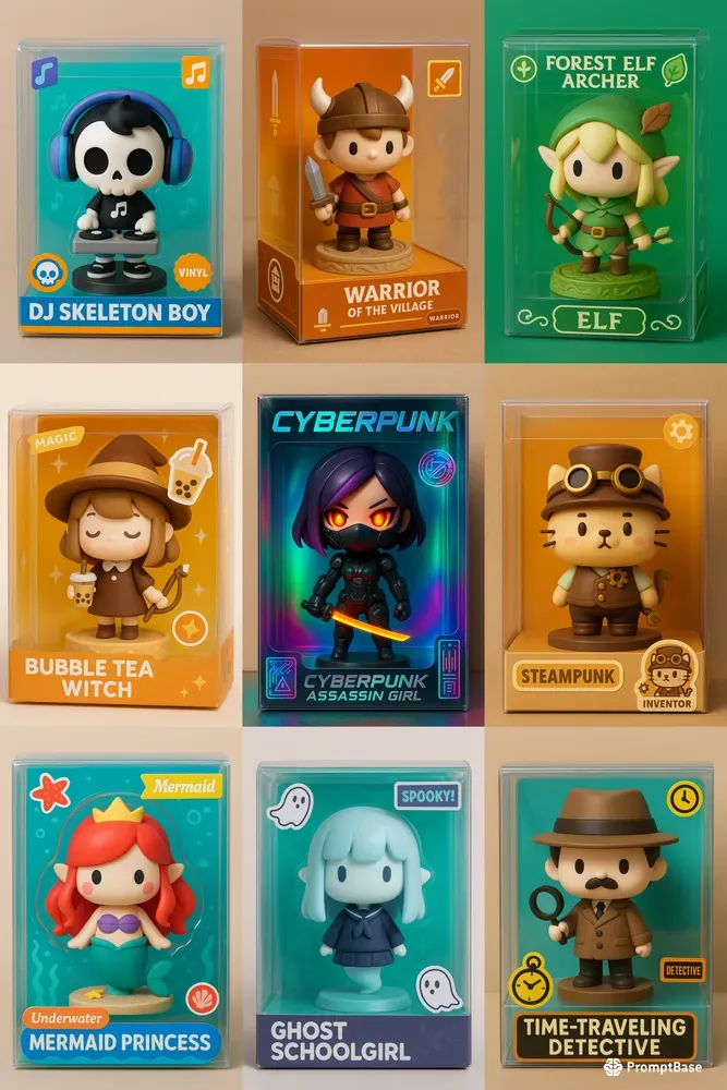 Chibi Character Collectible Boxes ChatGPT Image Prompt | PromptBase