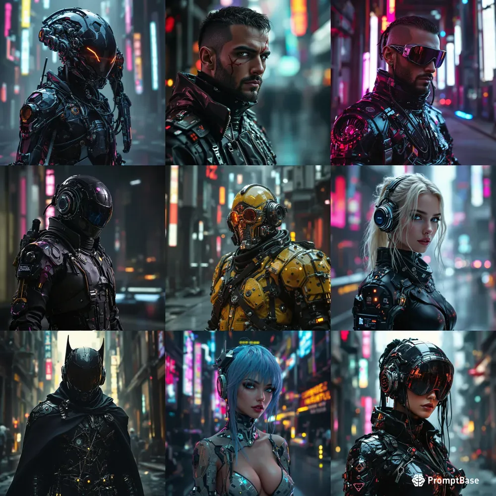 Characters Cyberpunk Dieselpunk Style FLUX Prompt | PromptBase