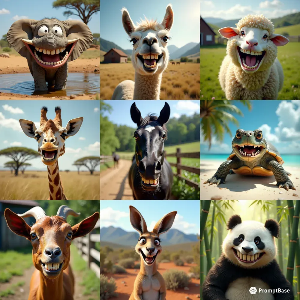 Realistic Goofy Animal Images FLUX Prompt | PromptBase