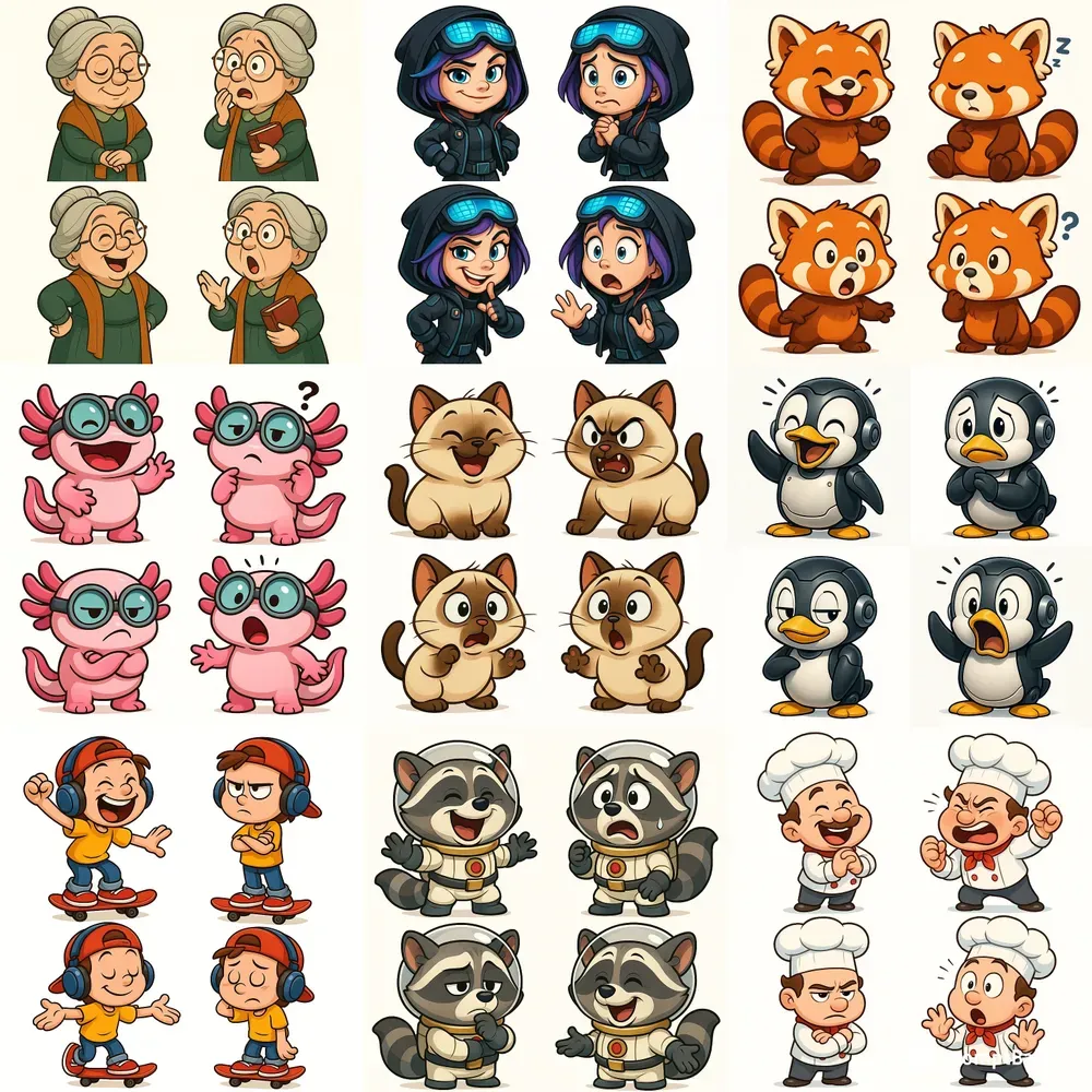 Emotion Grids For Kids Characters ChatGPT Image Prompt | PromptBase