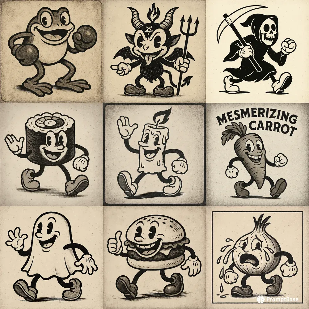 Rubber Hose Characters Chatgpt ChatGPT Image Prompt | PromptBase