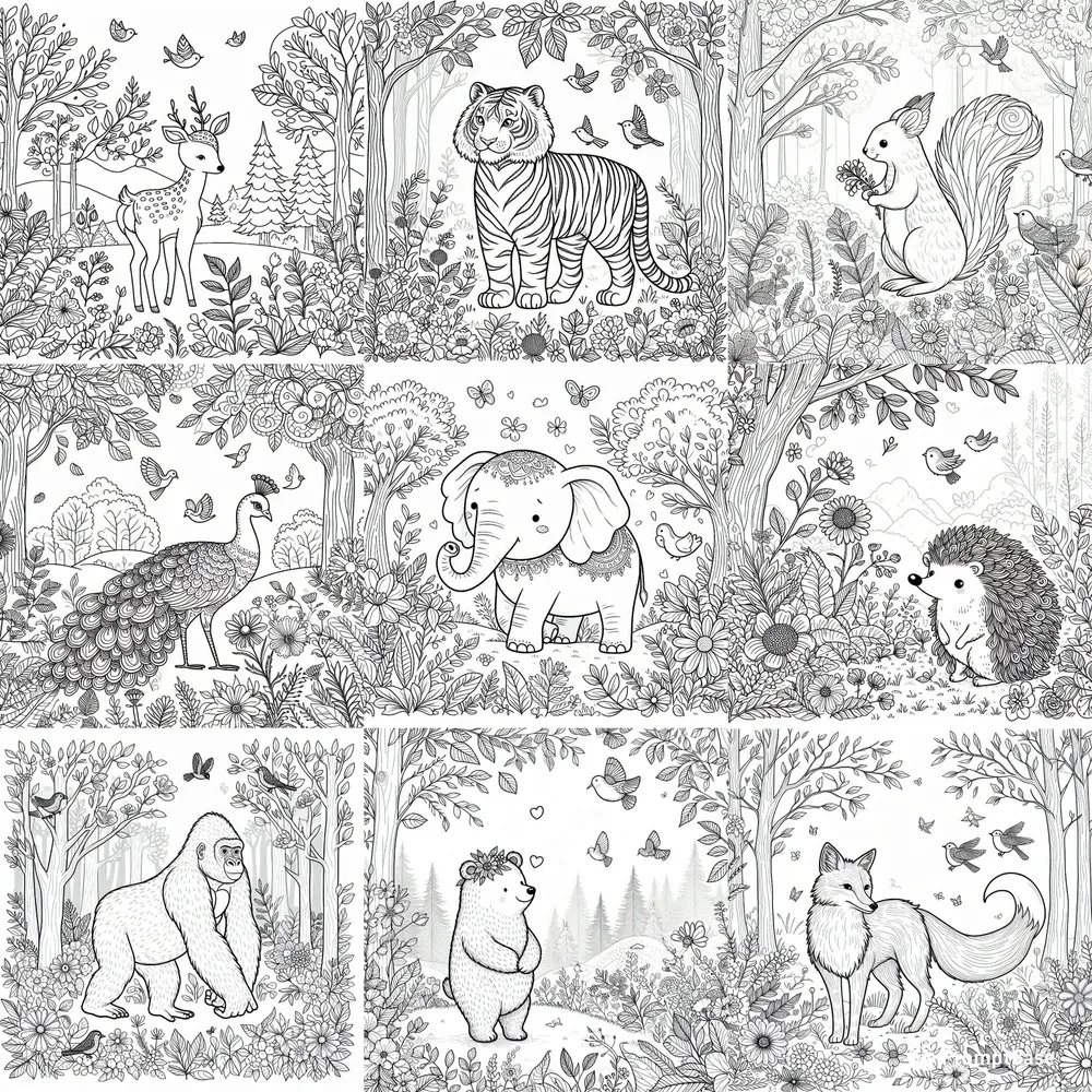 Coloring Books Life In The Forest DALL·E Prompt | PromptBase