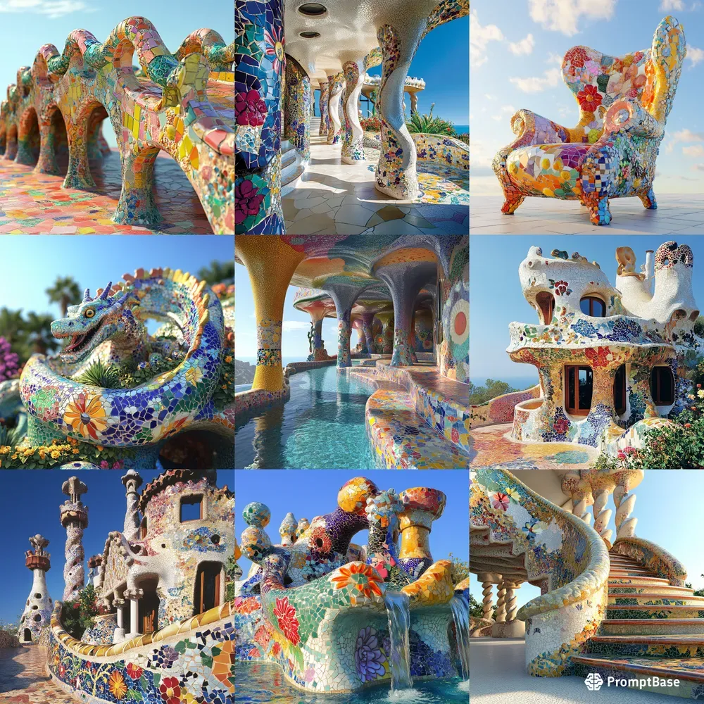Gaudi Inspired Artworks Midjourney Prompt | PromptBase
