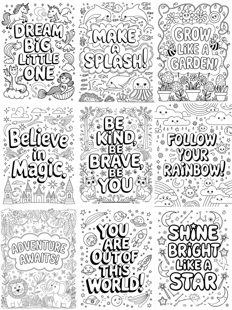 Kdp Magic Quotes Coloring Books For Kids Ideogram Prompt | PromptBase