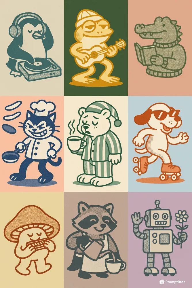 Retro Character Zine Art ChatGPT Image Prompt | PromptBase