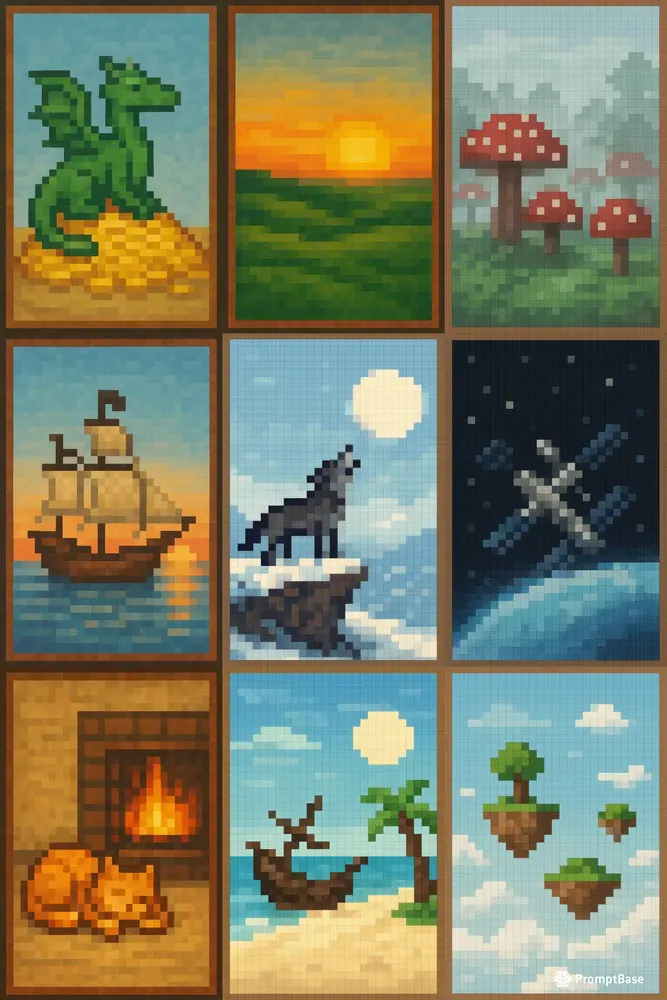 Minecraft Style Custom Pixel Paintings ChatGPT Image Prompt | PromptBase
