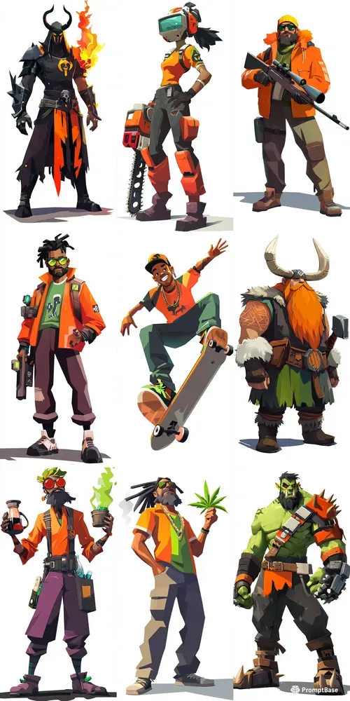 Vivid Urban Grid Pulse Game Characters Midjourney Prompt | PromptBase