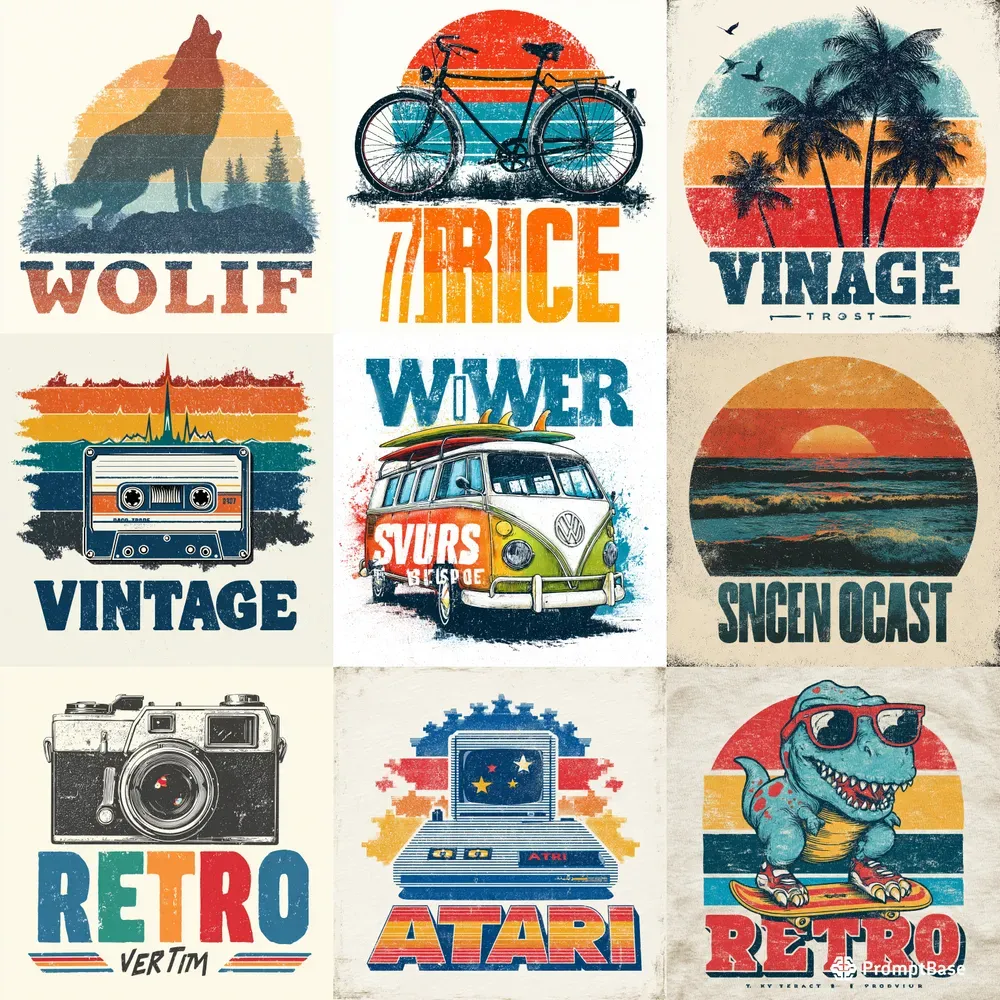 Retrocore Tee Printables Midjourney Prompt | PromptBase