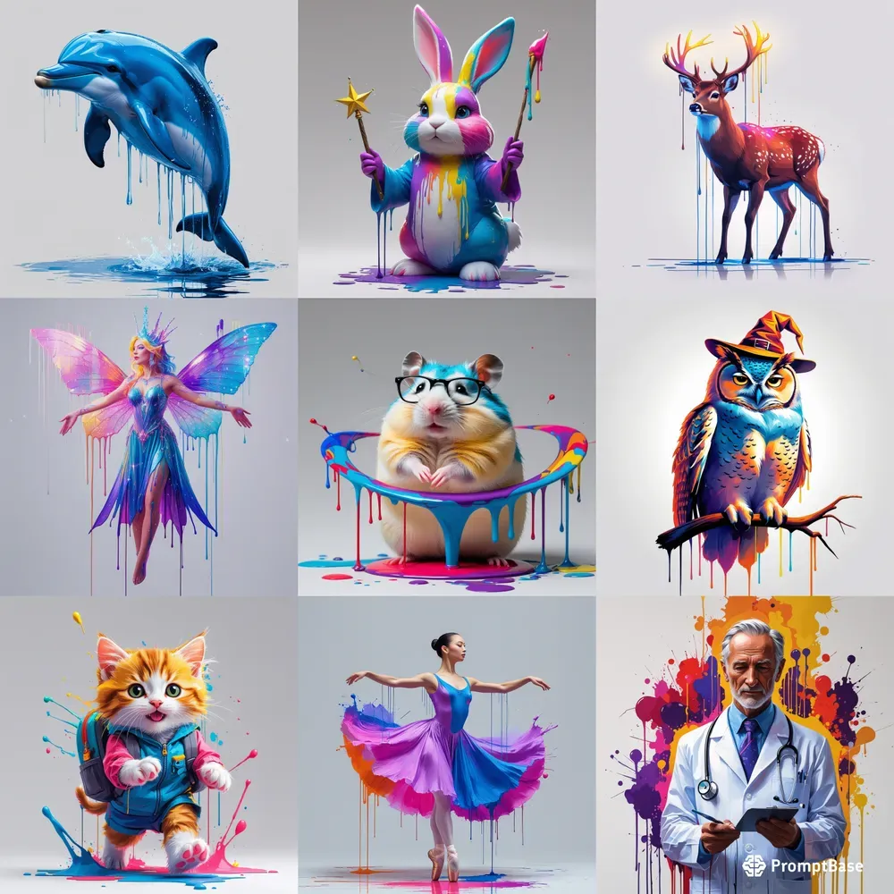 Vivid Colorful Paint Drip Portraits Leonardo Ai Prompt | PromptBase