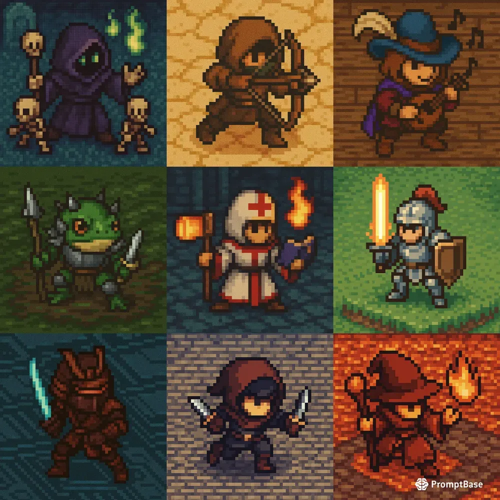 Retro Pixel RPG Sprite Collections ChatGPT Image Prompt | PromptBase