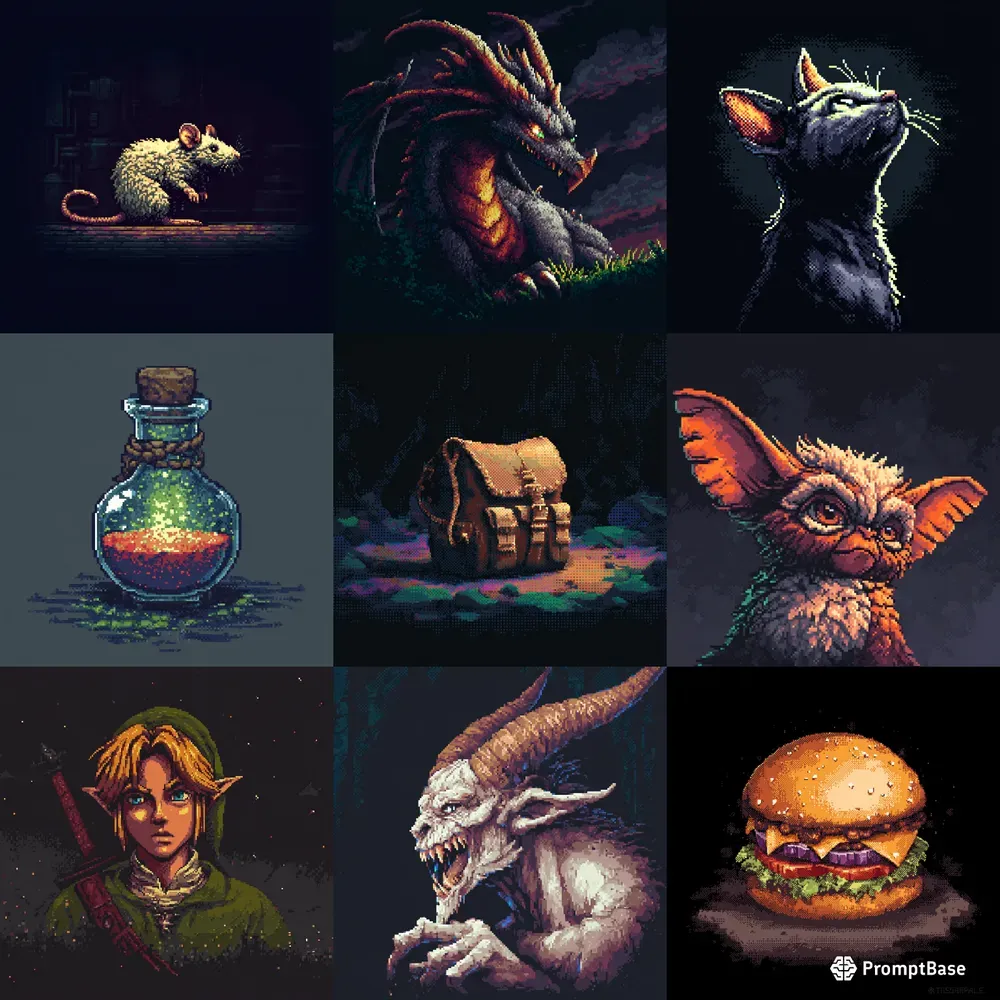 Highly Detailed Pixel Art Midjourney Prompt | PromptBase