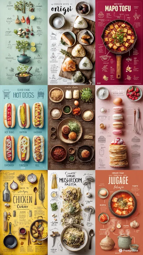Whimsical Recipe Poster Collections Midjourney Prompt | PromptBase
