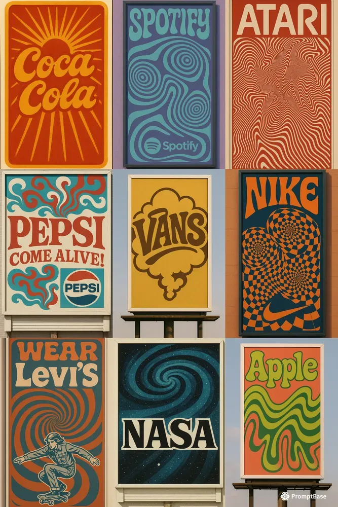Retro Billboards 70s Psy Style ChatGPT Image Prompt | PromptBase