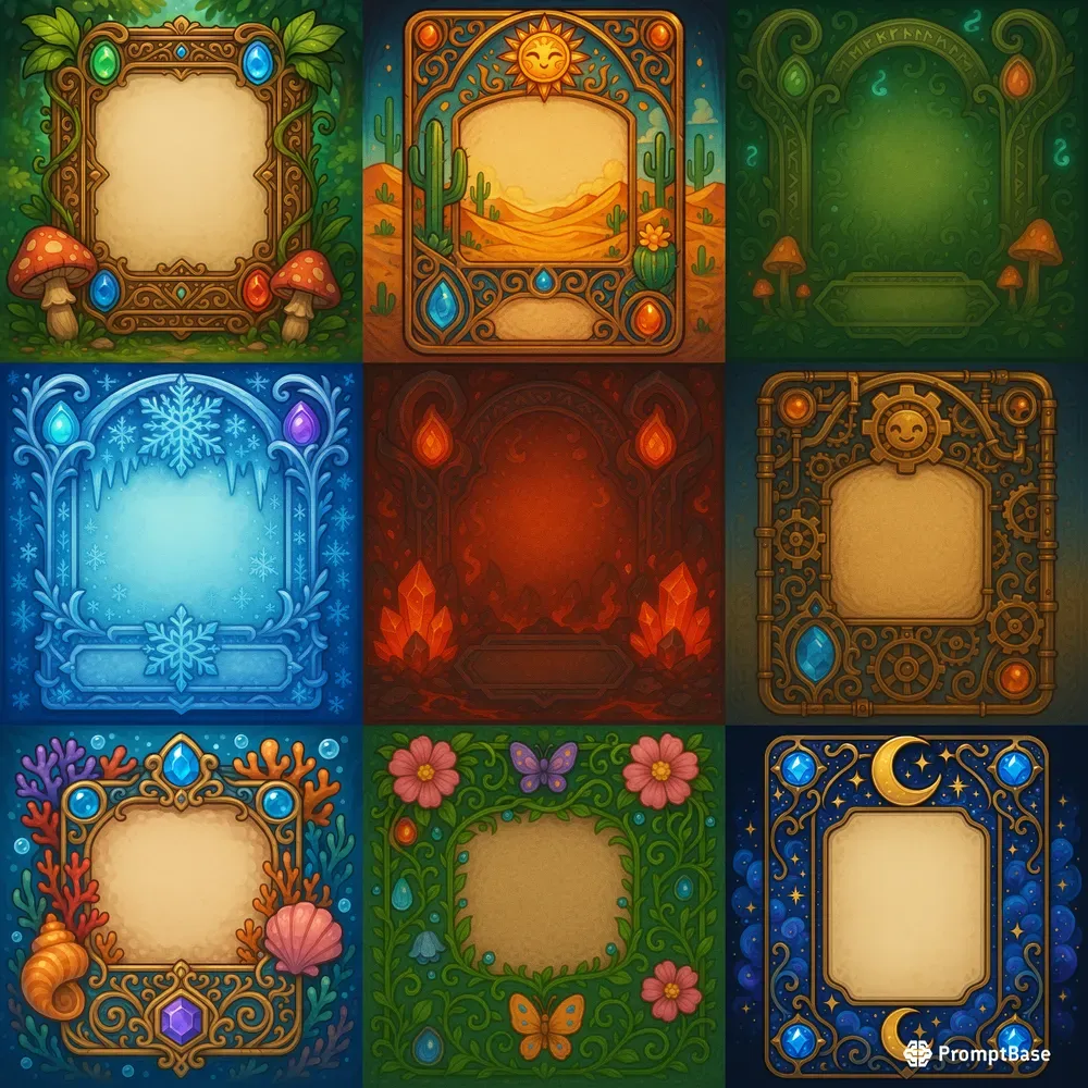 Chibi Fantasy Card Frames ChatGPT Image Prompt | PromptBase