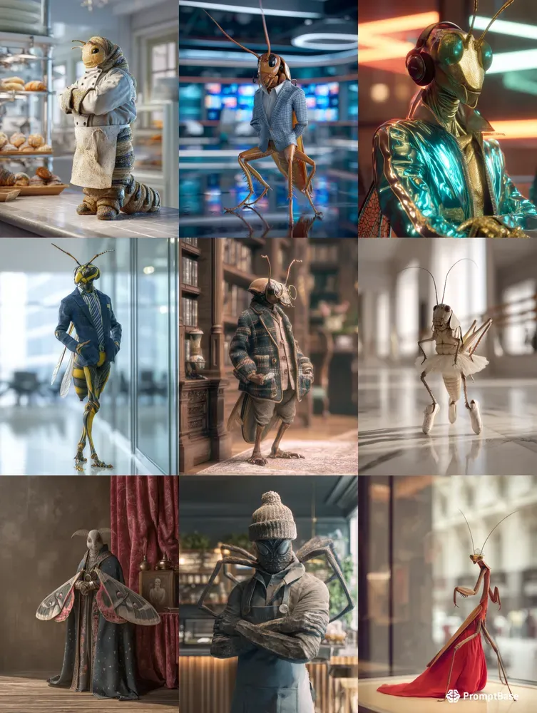 Insect Humans Real Photo Shoots Midjourney Prompt | PromptBase