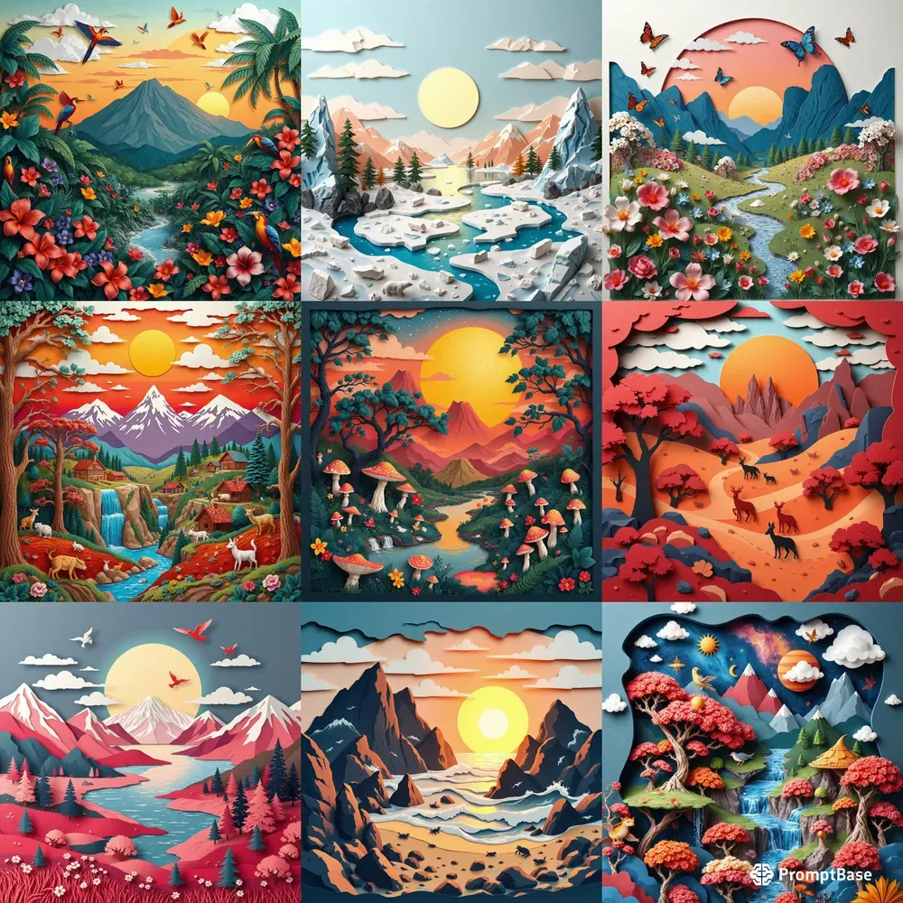 Papercut Designs With Crafted Elements FLUX Prompt | PromptBase